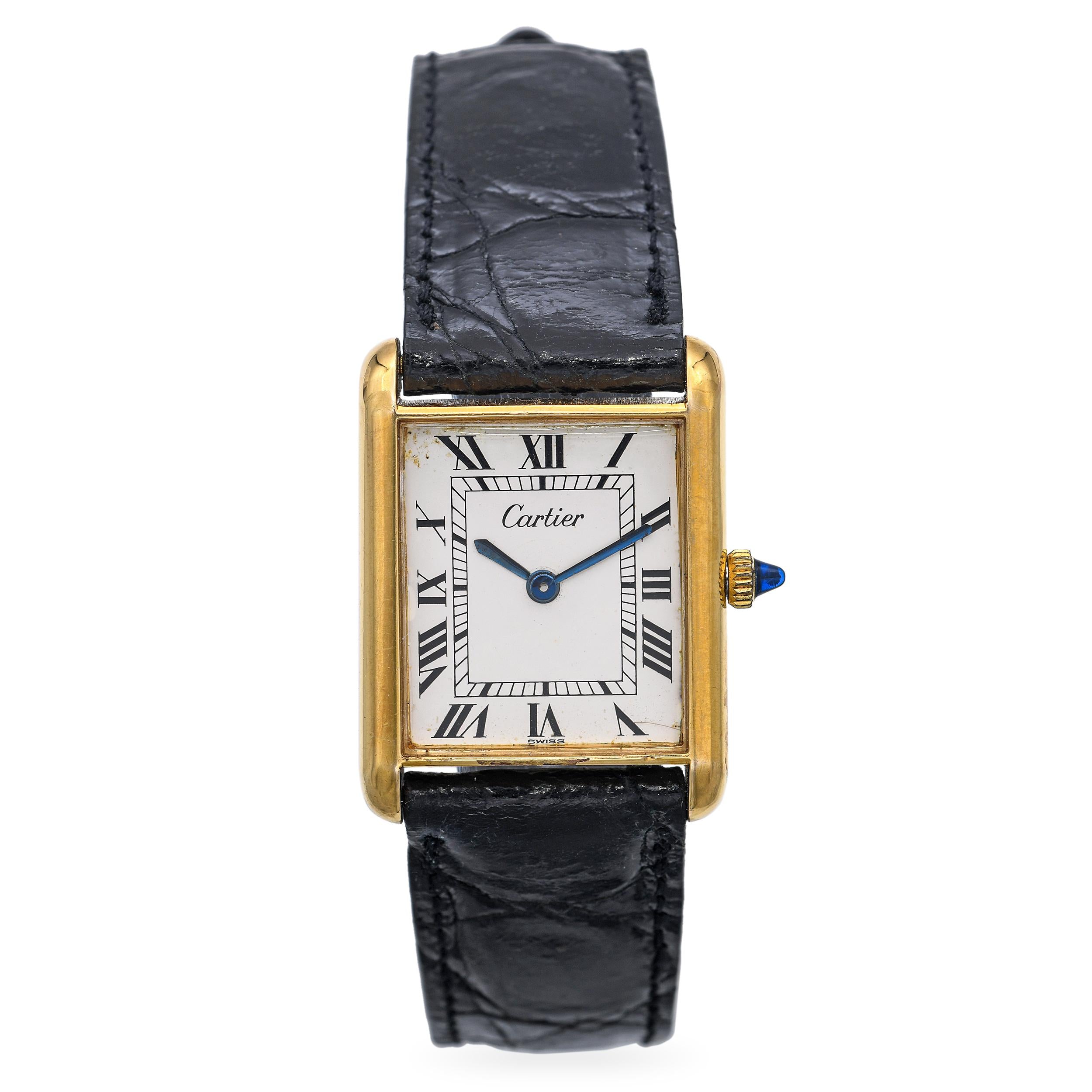 Vintage Cartier Tank 18k Gold Electroplated Mechanical Men's Watch ...