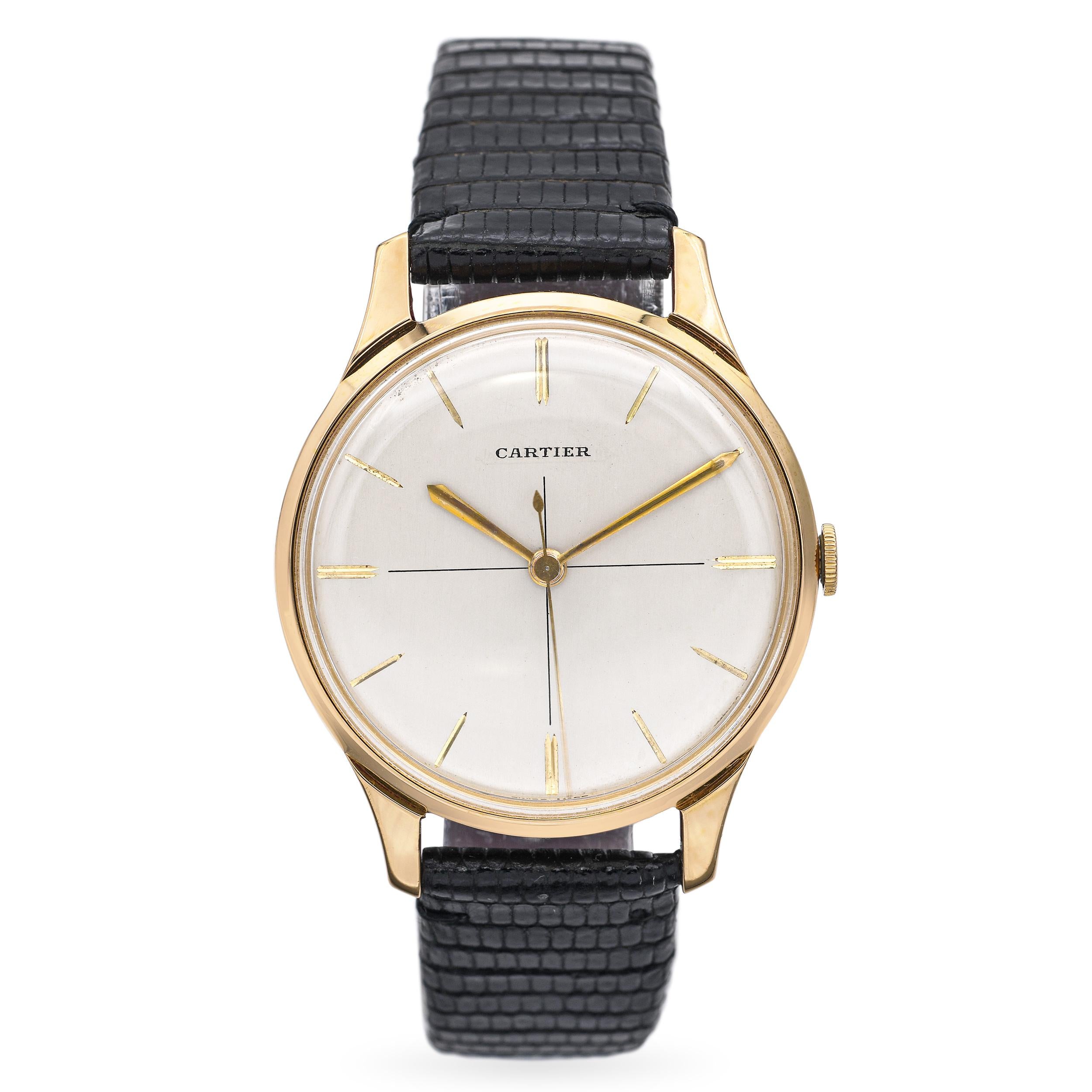 Vintage Cartier 18k Yellow Gold Hand Wind Men's Watch – Blue Ribbon ...